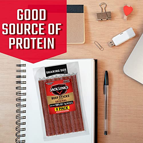 Jack Link's Beef Sticks, Original β Protein Snack, Meat Stick, Made with 100% Beef, No Added MSG** β 7.2 Oz.