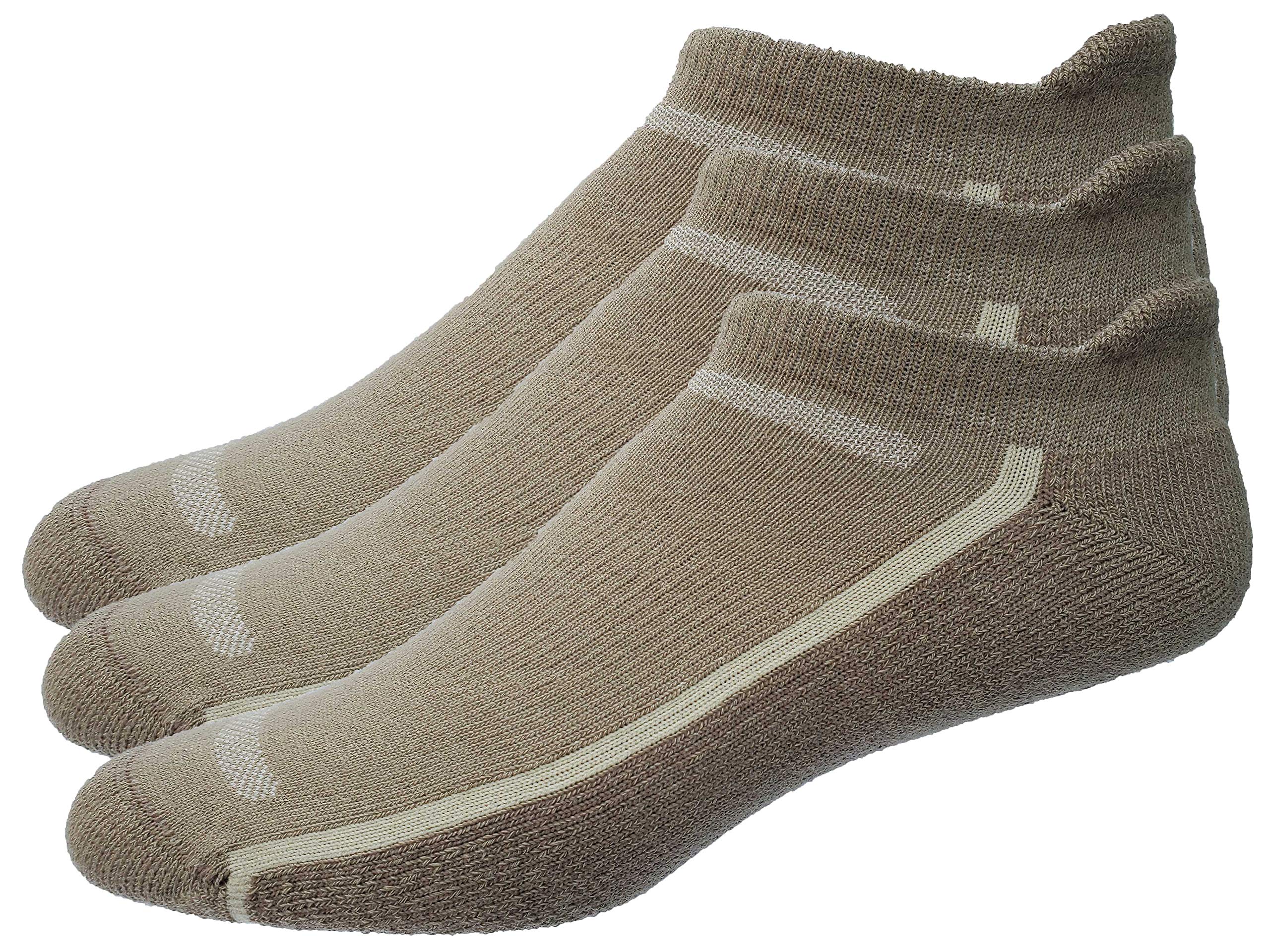 High Falls Footwear Mens 3-Pack No Show Tab Golf Socks (Medium, Khaki)