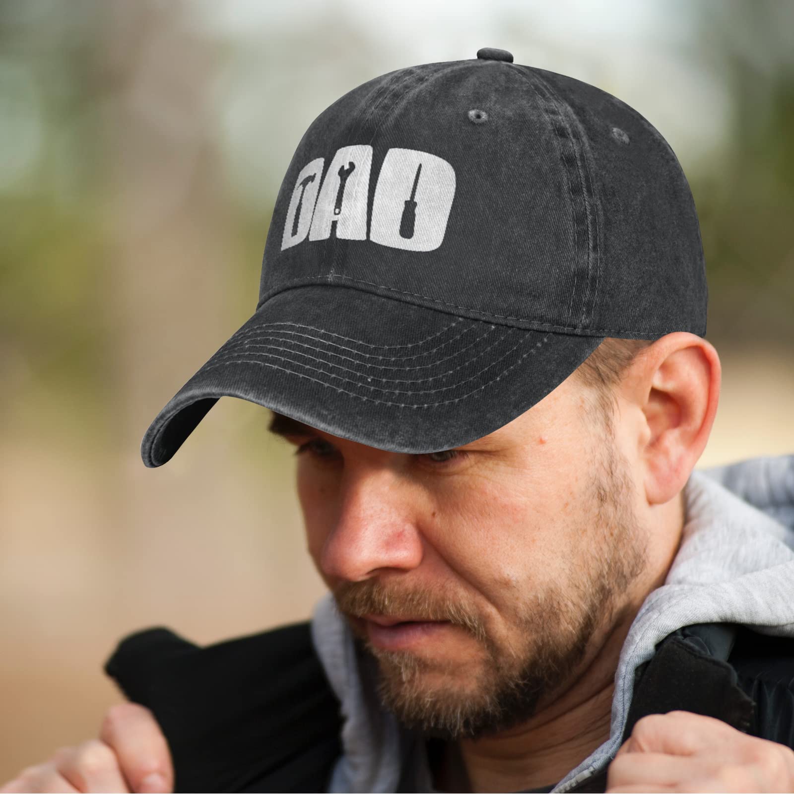 JEKGLEY Men's Tools Dad Hat Vintage Distressed Adjustable Washed Cotton Tools Dad Baseball Cap for Men Father Papa Black