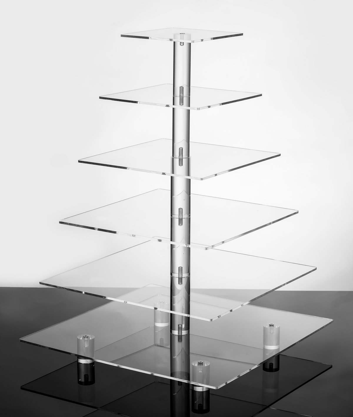 Jusalpha® Large 6 Tier Wedding Party Square Cupcake Stand-Cake Stand-Cupcake Tower-Dessert Display Stand (Large 6 Tier with Base) (6SF)