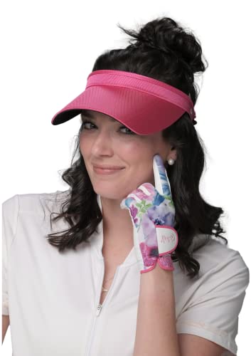 Glove It Classic Solid Coil Visor, Ladies Visor Hat, Sun Visor for Women, Golf Visor with Coil, Visor for Running, Tennis, Beach, Pink