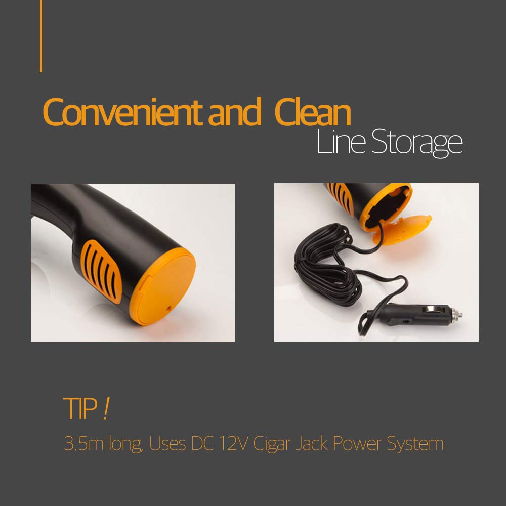 High Power Mini Car Handy Handheld Portable Vacuum Cleaner for Vehicles 60dB Low Noise DC 12V 12ft Long line Washable Hepa Filter European Design