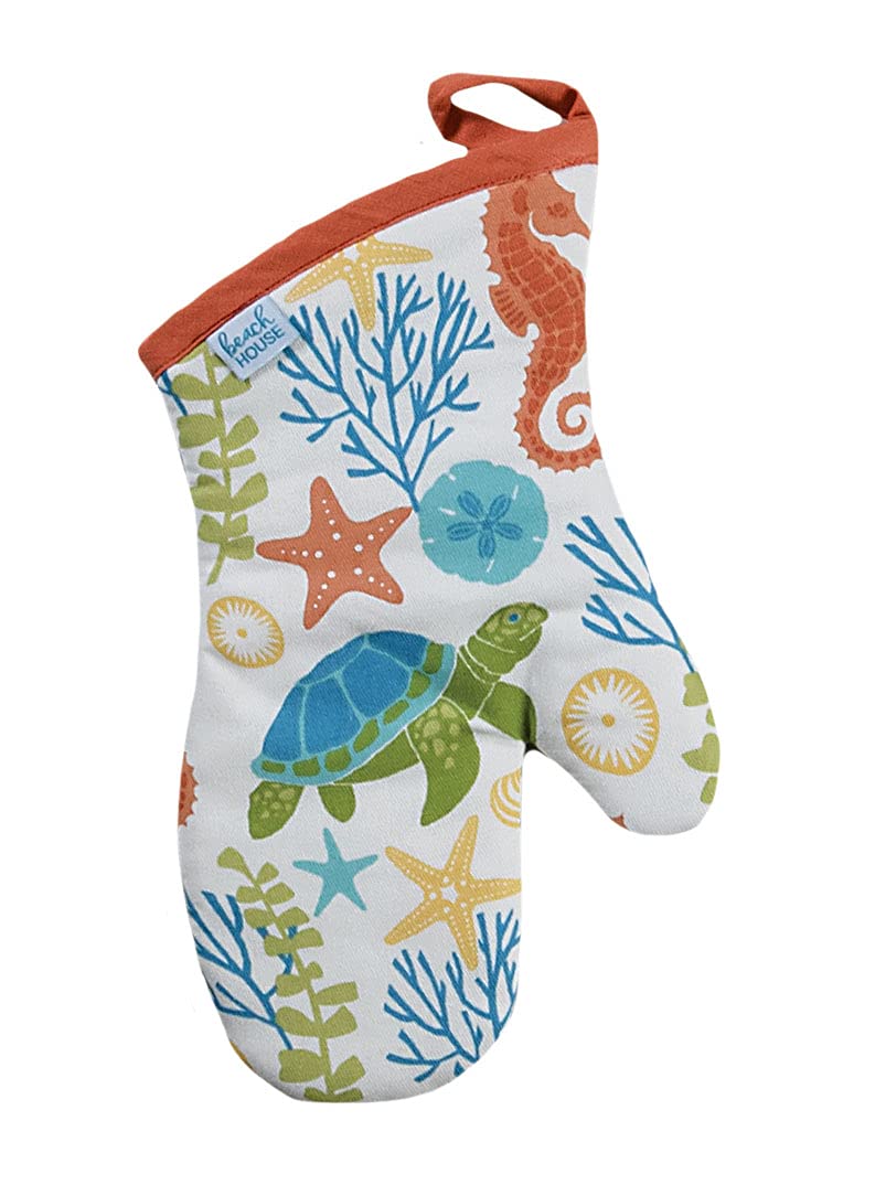 Kay Dee Designs 4 Piece Beach House Sea Turtle Kitchen Bundle, 2 Dual Purpose Towels, Potholder and Oven Mitt
