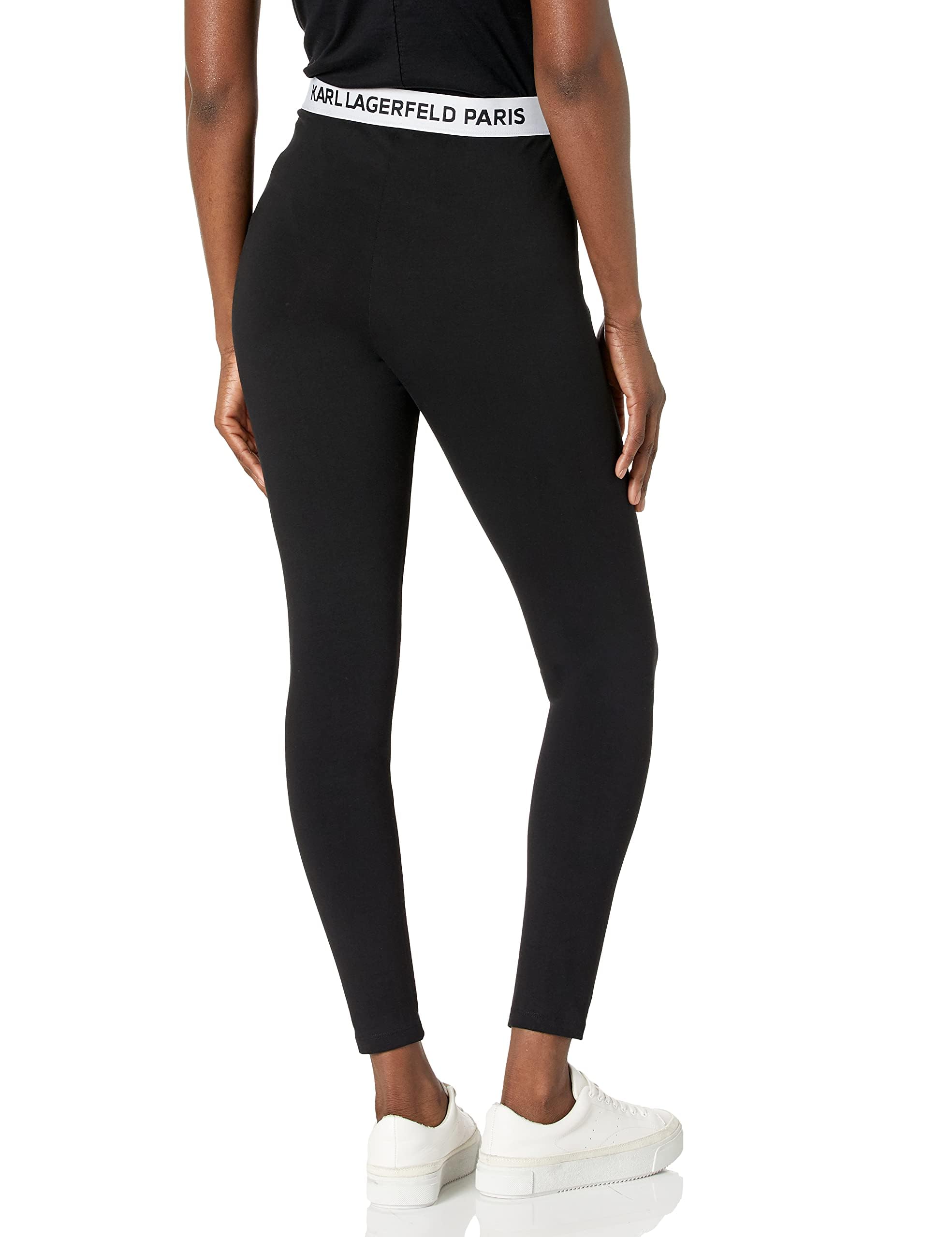 Karl Lagerfeld Paris womens Logo Leggings, Black, Medium US
