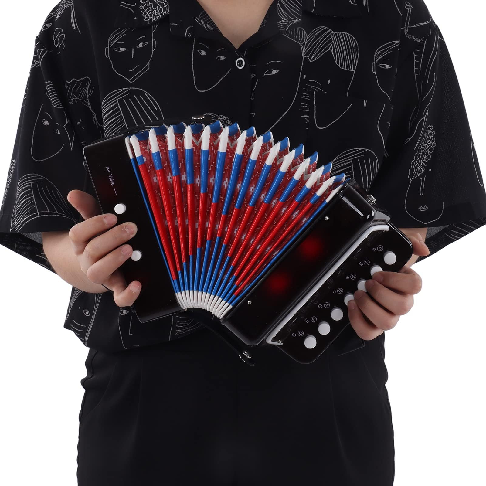 Kids Accordion, 10 Keys Solos Ensemble Children Musical Instrument Educational Toy for Gift (Black)