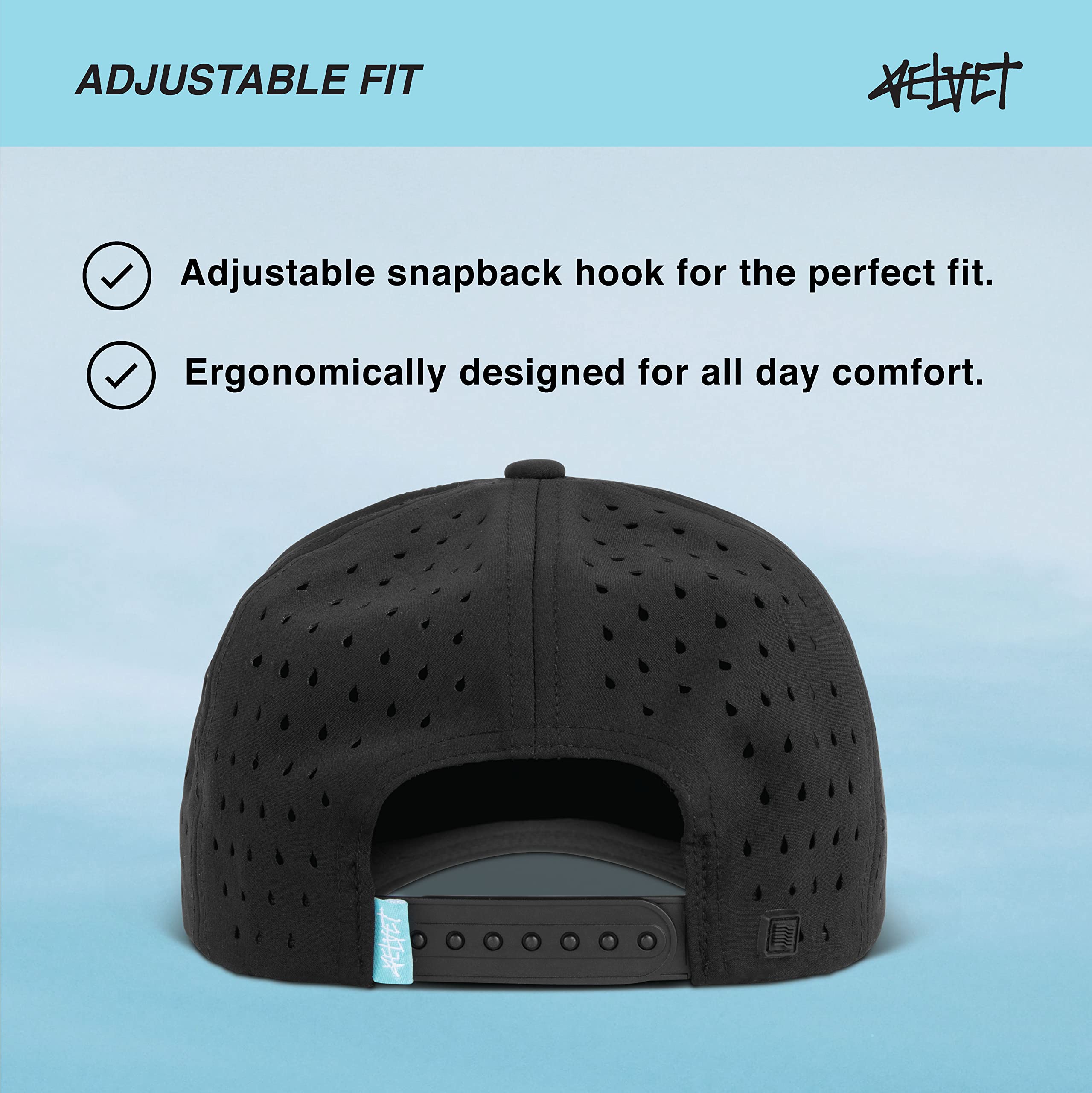 Hydro Waterproof 6-Panel Sports Hat, Floating Performance Snapback Cap. Water-Resistant Baseball Hat for Surf, Boat, Golf, Everyday use with Sweat Resistant Band. One Size Fits All, Unisex Gray