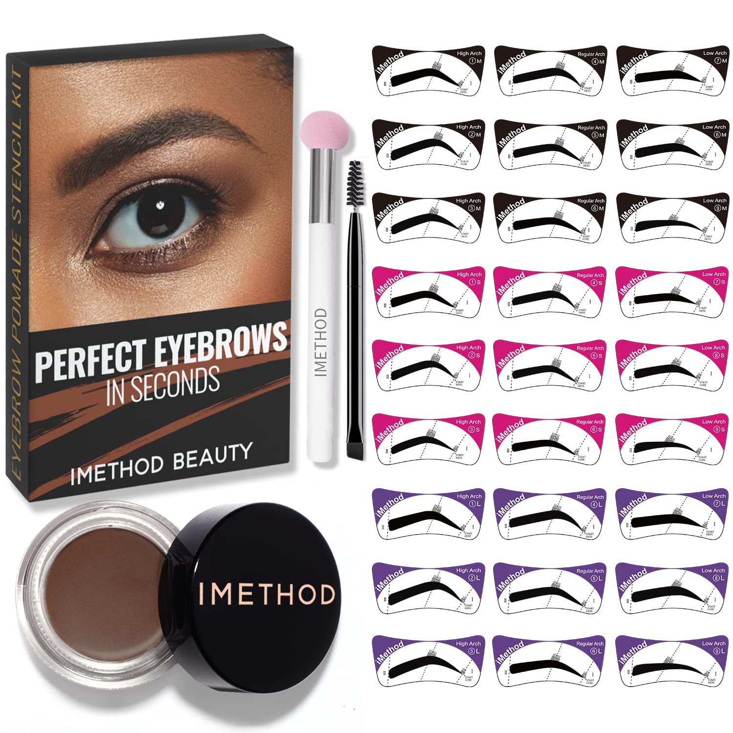 iMethod Eyebrow Stamp Dark Brown and iMethod 27 Eyebrow Stencil Kit
