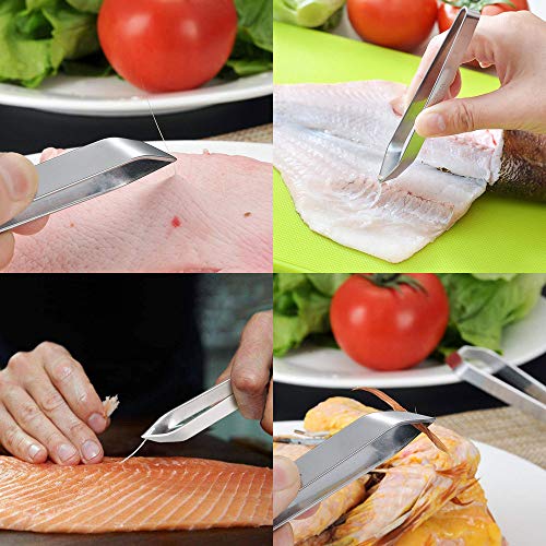 Home·FSN Fish Scaler Remover with Bone Tweezer and Shrimp Deveiner Tool, 4 Pieces Stainless Steel Kitchen Tool