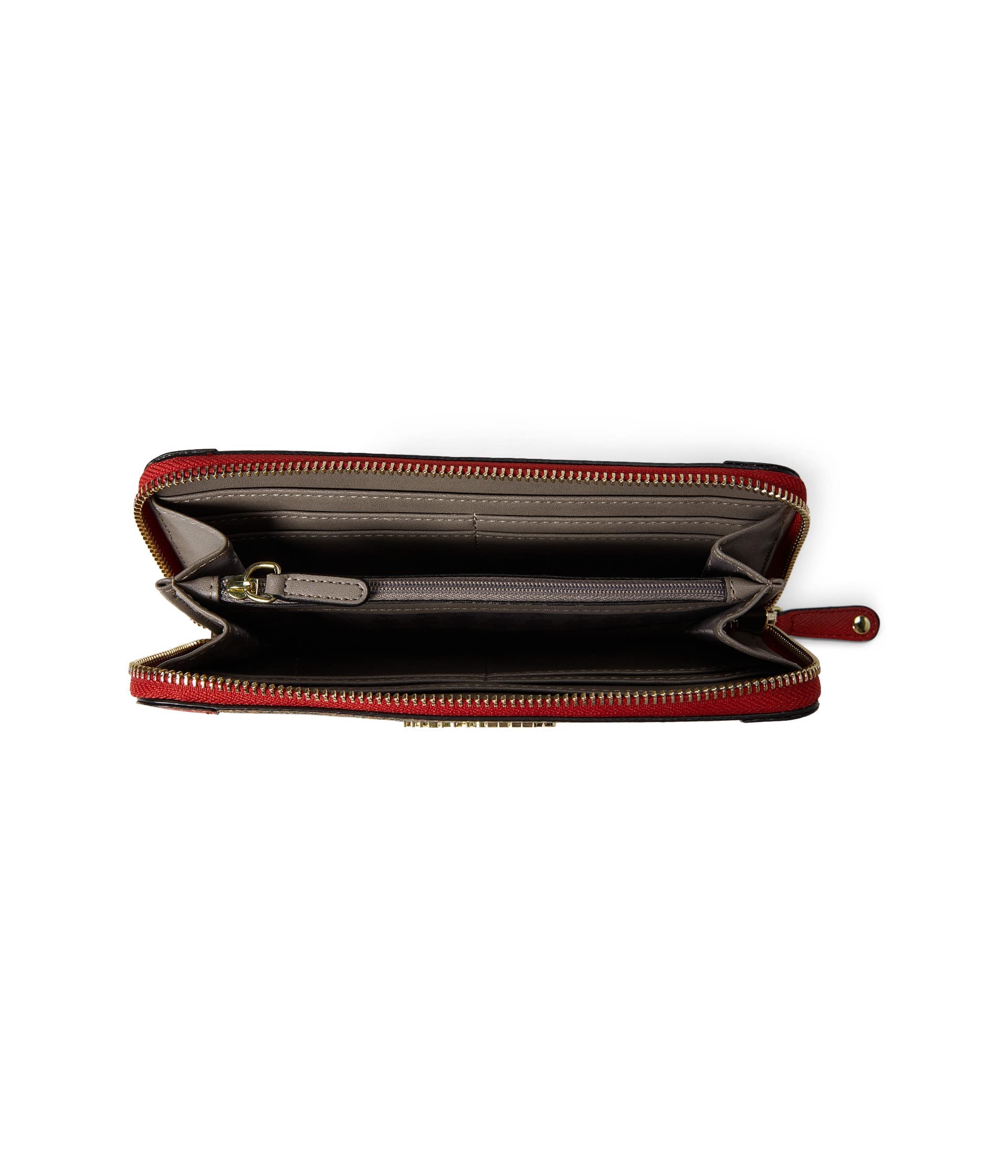 KARL LAGERFELD Paris Zip Around Wallet Brown/Red One Size
