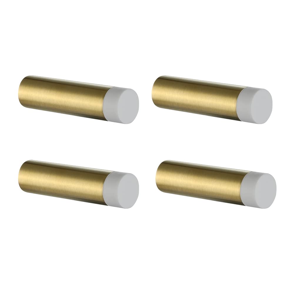 JQK Door Stopper, 2-7/8 Inch 304 Stainless Steel Sound Dampening Door Stop Bumper Wall Protetor 4 Pack, Matte Black, DSB2-PB-P4