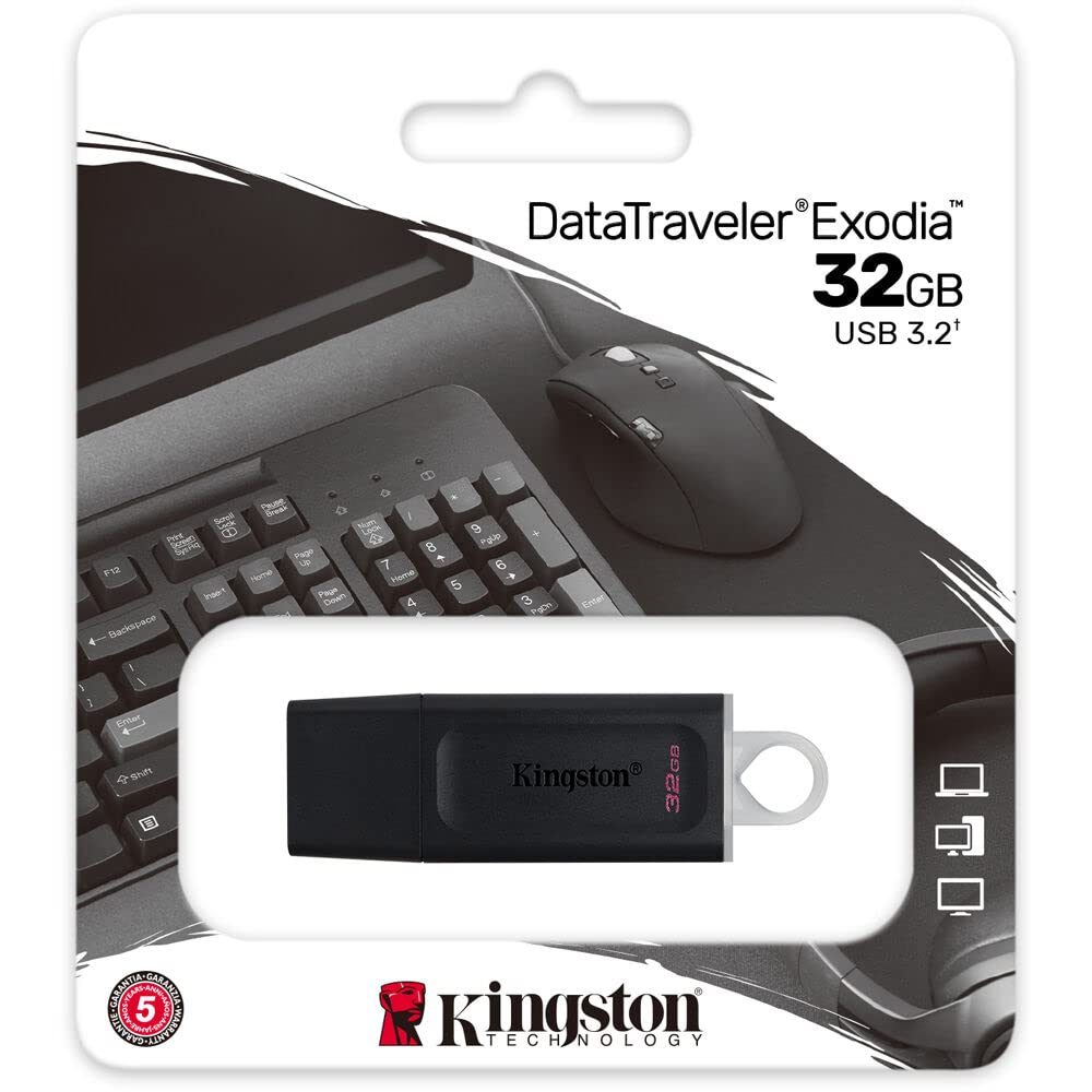 Kingston 32GB Exodia Flash Drive - DTX/32GB (6 Pack) + Case Logic JDS-6 USB Drive Shuttle 6-Capacity-Black
