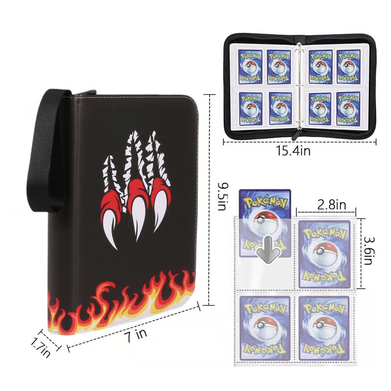 Karlling pokemon card binder charizard 4 pocket card holder with 50 Removable Sleeves hold Up to 400 Standard Size Trading Card Games Collection Binder