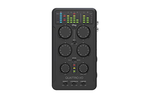 iRig Pro Quattro I/O 4-input USB audio interface digital voice recorder and audio mixer plus podcast equipment and field recording device for iPhone, iPad, Android, Mac, PC