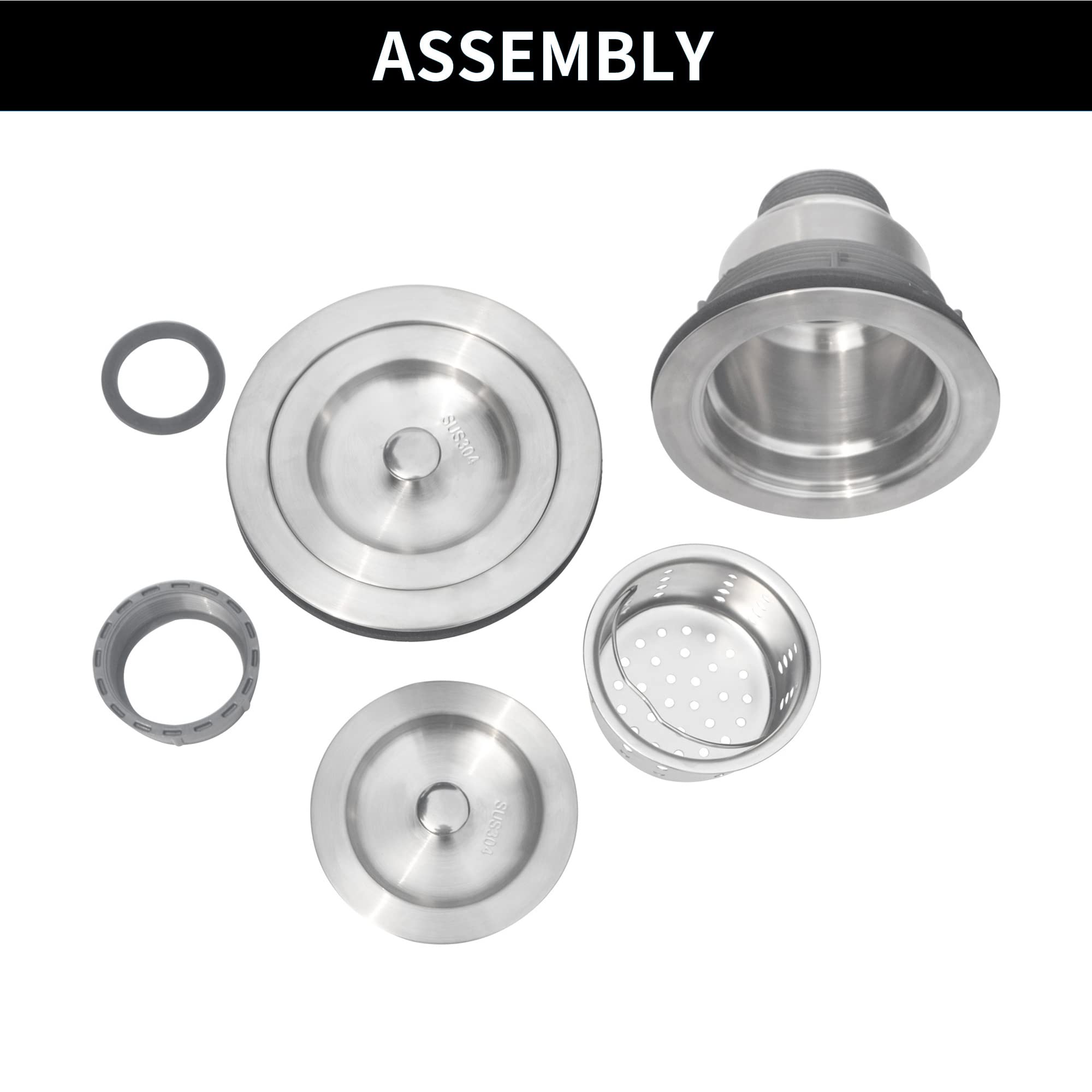 LYNNADO Sink Strainer Kitchen Sink Drain Assembly Kit 3-1/2 Inch with Kitchen Sink Drain Basket,304 Stainless Steel Sink Stopper & Cover Lid,Stainless Steel Brushed