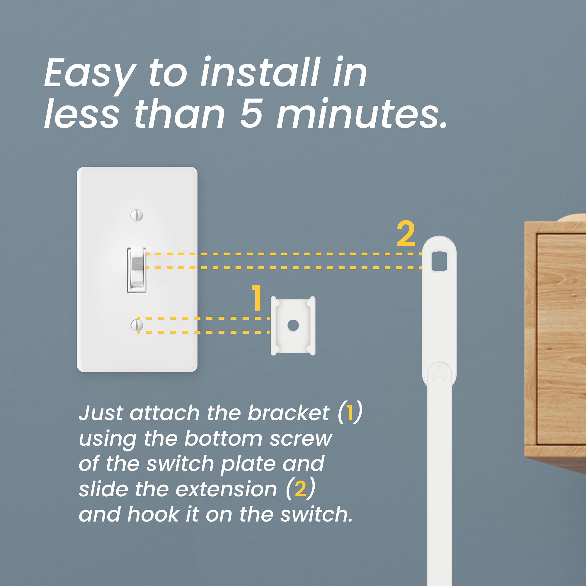 IMPRESA [3 Pack] Light Switch Extender for Kids with Easy Grab Loop - Toddler Light Switch Extender for Potty Training - Safe & Durable Light Switch for Toddlers - Easy to Install Switch Cover