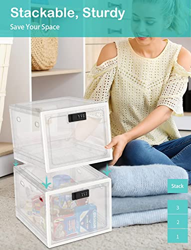 Lockable Box, Medicine Lock Box for Safe Medication, Clear Lockable Storage Box for Medicine, Food and Home Safety, Lockable Storage Bin, Refrigerator Storage Bins…