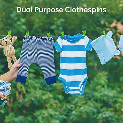 Mbillion Retractable Clothesline Heavy Duty Clothes Drying Laundry Line for Indoor Outdoor Retracting Hanging Clothing Drying with Retract Rotating Knob to Prevent Sagging White