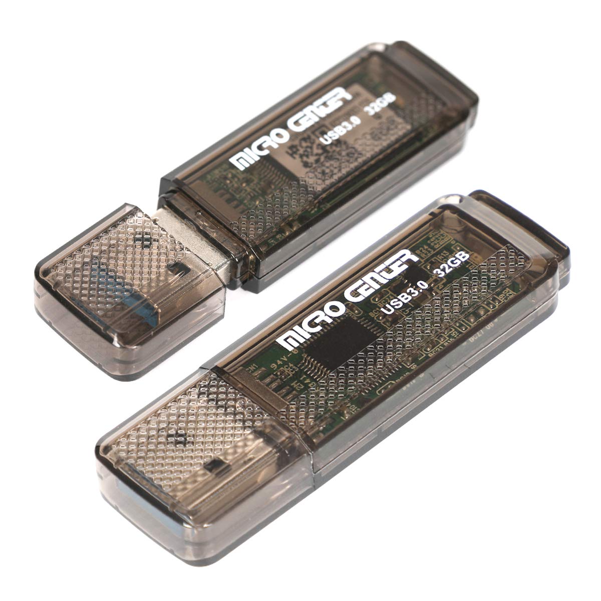 Micro Center SuperSpeed 2 Pack 32GB USB 3.0/USB3.1 Gen1 Flash Drive Gum Size Memory Stick Thumb Drive Data Storage Jump Drive (32G 2-Pack)