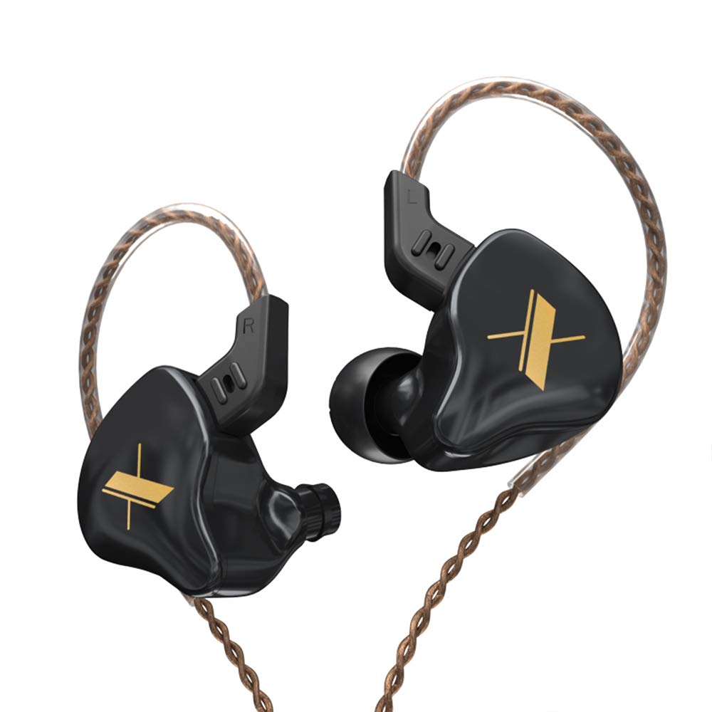 KZ EDX Wired Headset in Ear Entry Level HiFi Headset 3.5mm Detachable 2pin IEM bass Music Game Headset (Black, No mic)