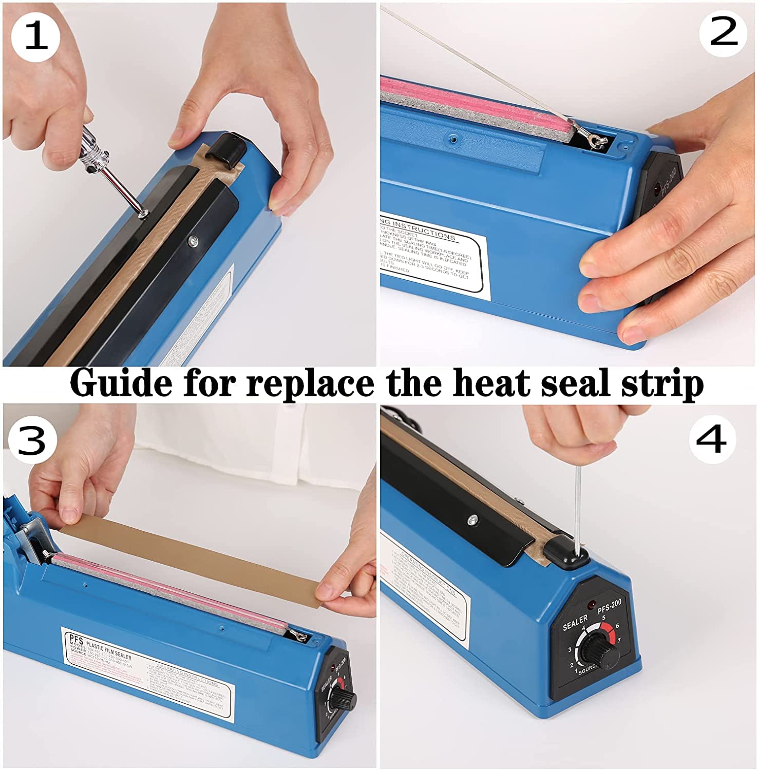 Impulse Heat Sealer Poly Bag Heat Sealer Sealing Machine Heat Seal Closer for Plastic Bags PE PP Bags with Extra Repair Kit (12 inch)