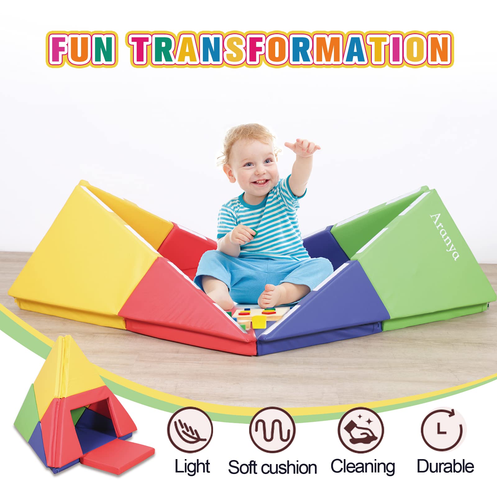 Kids' Gymnastics Mat 71.56"L x39.3"W x2"H Tumbling Mat Exercise Mat,Folding Portable 2" Extra Thick Wrestling Mats Fold multiple shapes for Home Gym Exercise & Play