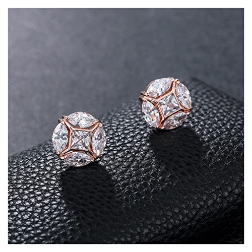 JHHDP Men's Marquise Cut Cubic Crystal Round Cufflinks Crystal Rhinestone Shirt Cuff Button Studs (Color : B, Size