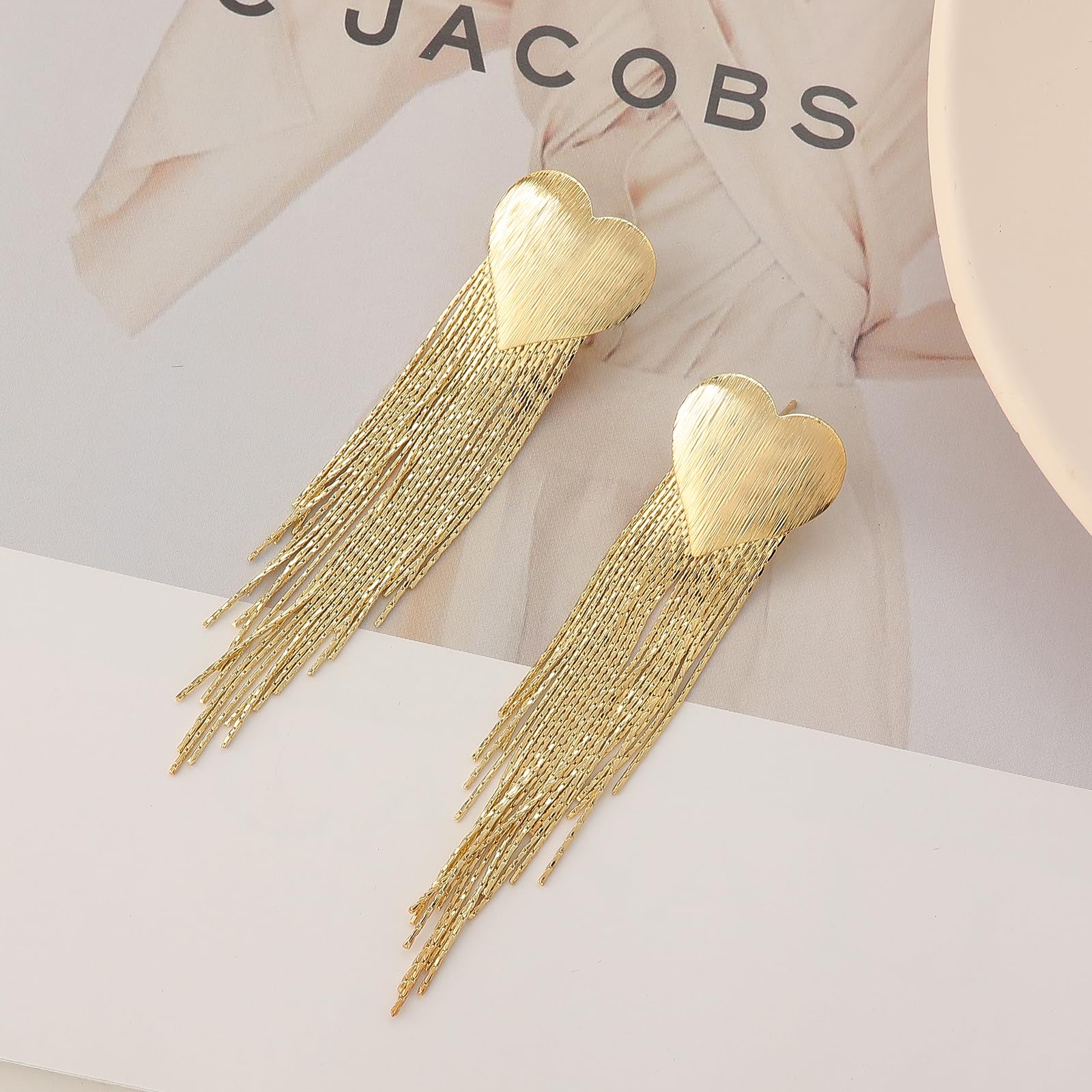 KINIVA Long Tassel Earrings for Women,Silver/Gold Statement Drop & Dangle Earrings,Trendy Jewerly for Wedding Prom Brides Jewelry (148 Gold)