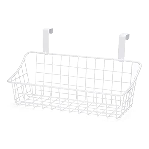 Jteyult Basket with Grid Storage Basket, Hang It Behind a Door or on a Railing, Over The Cabinet Door, White