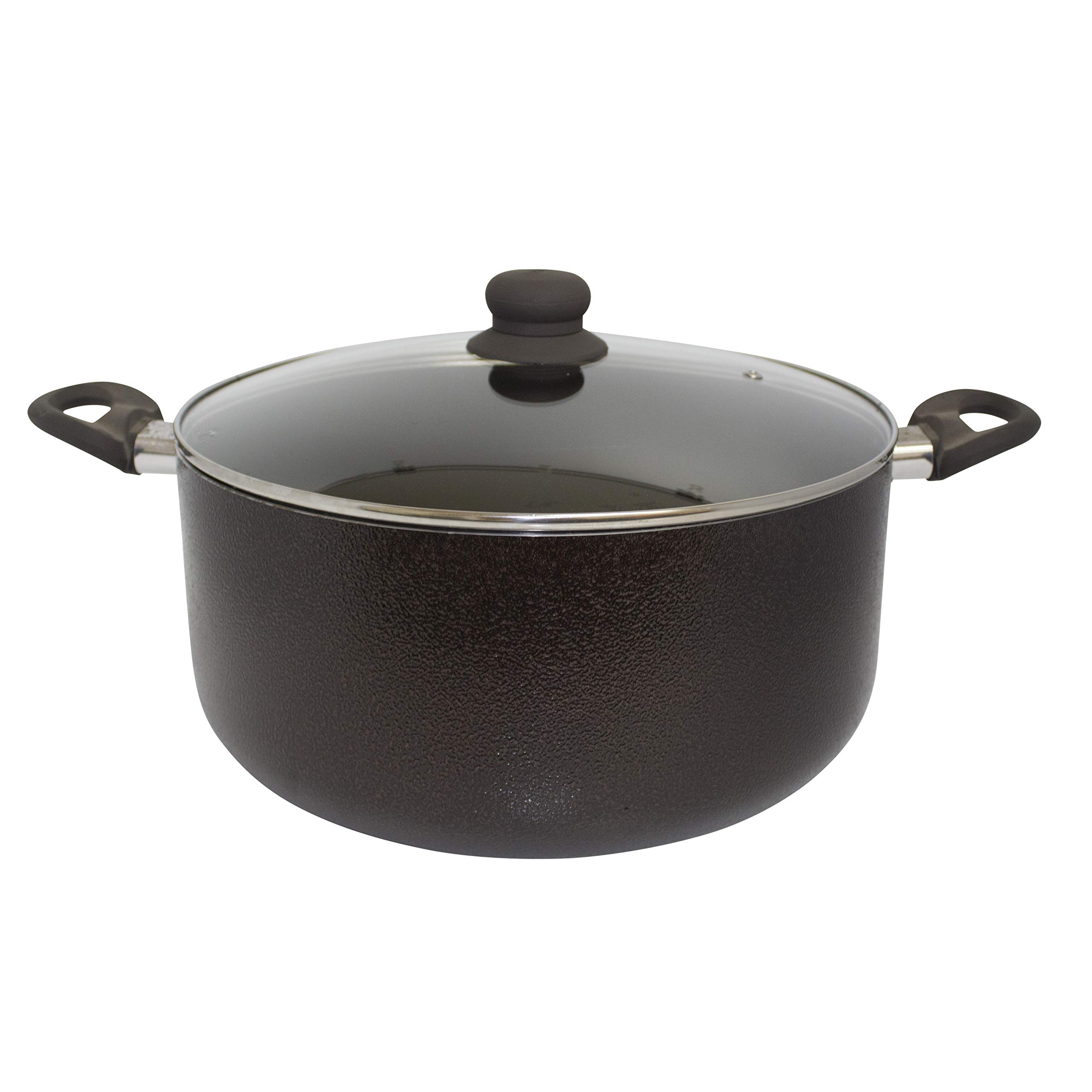 IMUSA USA 10Qt Nonstick Hammered Exterior Dutch Oven with Glass Lid, Gray