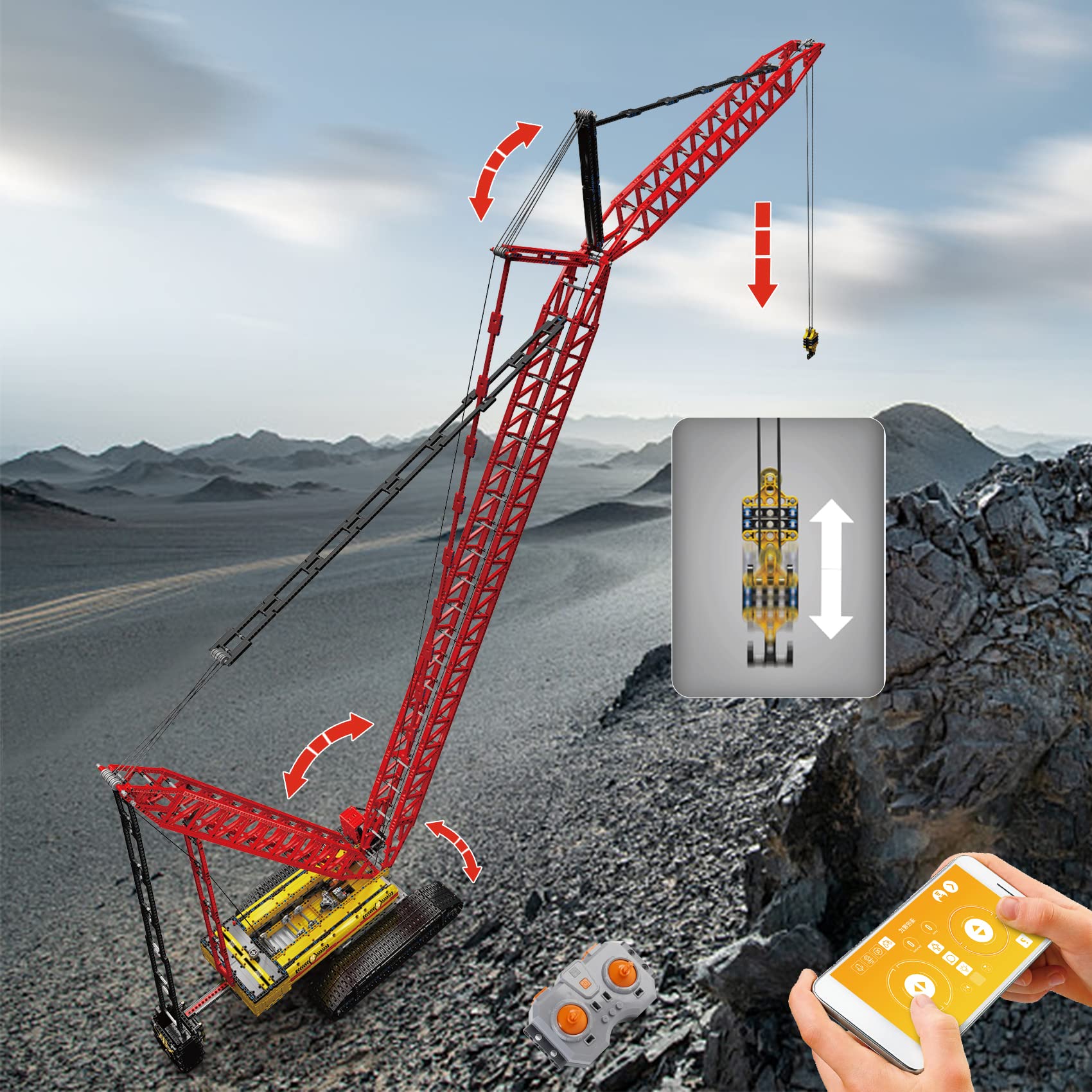 Mould King 17015 Crawler Crane LR13000 Building Block Kits, Technical Construction Vehicles Model with Motor/APP Remote Control, Gift for Kids Age 8+/Adult Collections Enthusiasts(4318 Pieces)