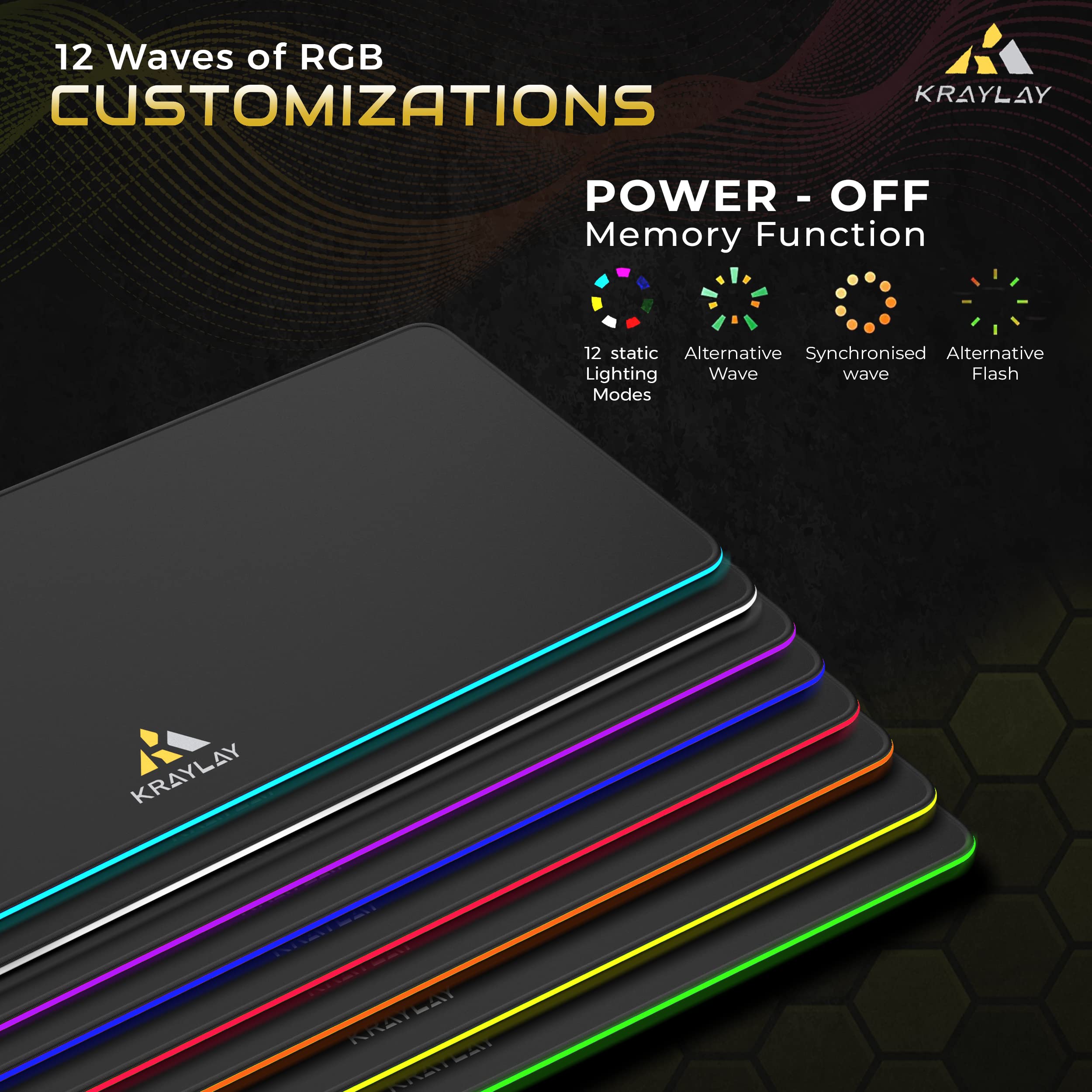 Kraylay XXL RGB Gaming Mouse Pad with Wireless Charger, 11 Colors LED Mouse Mat with 10W Fast Charging, Non Slip Extended Big Mousepad, Black Gaming Mouse pad for Laptop, PC, Office, and Gaming