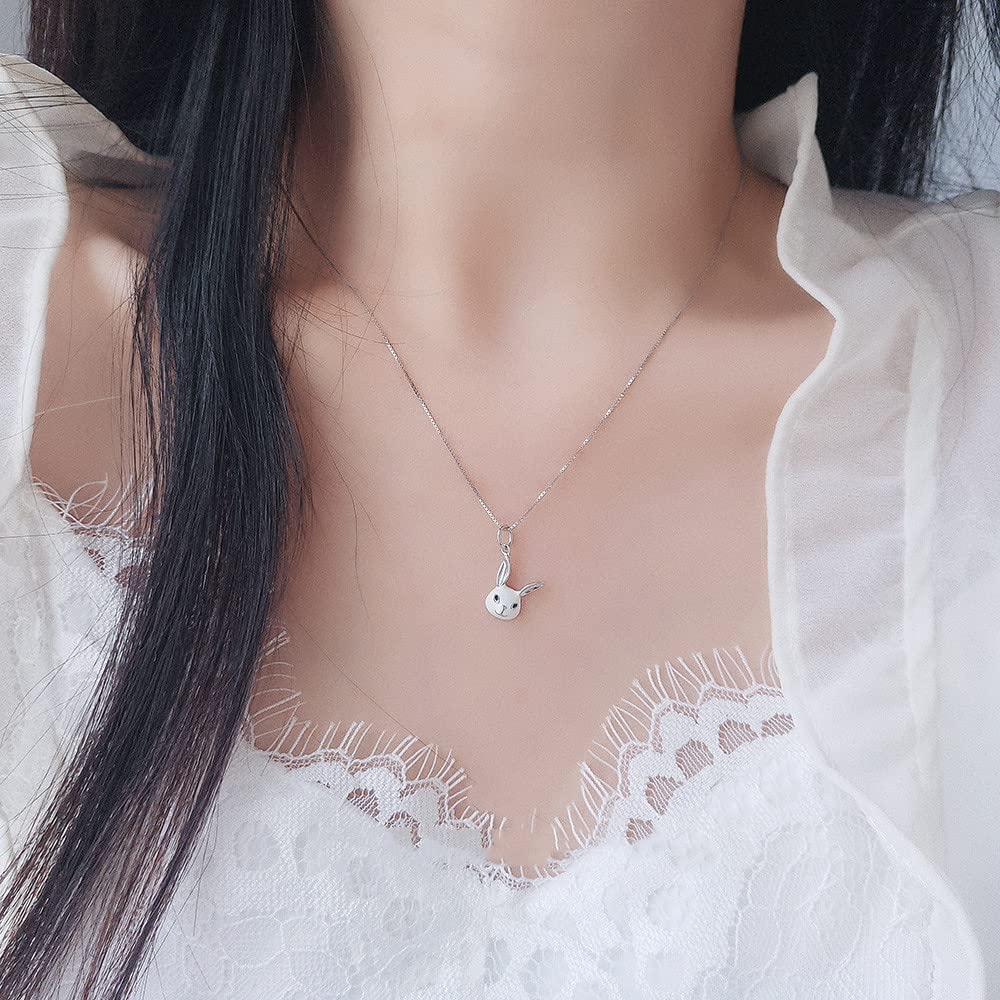 JXGXB Rabbit Necklace for Women Sterling Silver Easter Pendant Bunny Jewelry