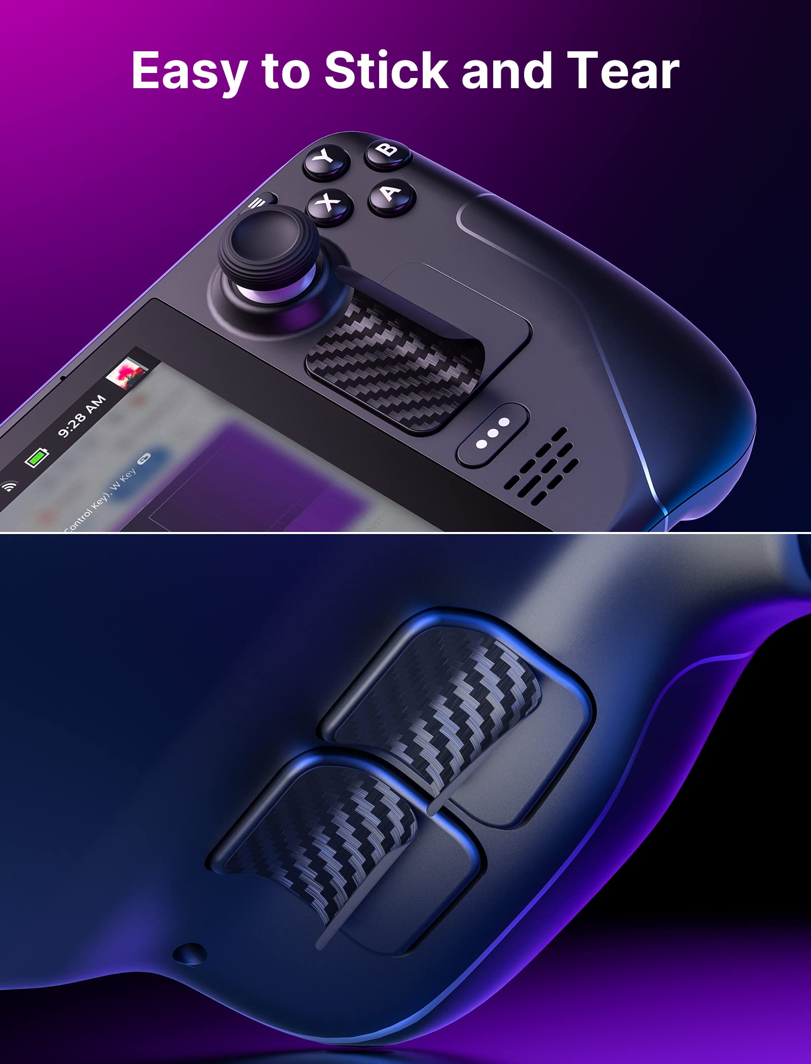 JSAUX Skin Stickers Set Compatible for Steam Deck/Steam Deck OLED, Steam Deck Anti-Slip Grip Stickers, Steam Deck Touchpad Protector, Steam Deck Thumb Grip Caps, Touch Front & Back Protector Set