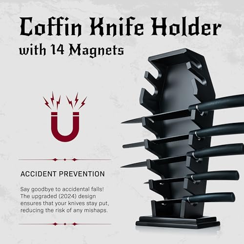 Littlesy Coffin knife holder with 14 Magnets- Gothic Kitchen decor Goth kitchen accessories & gothic knife holder Gothic home decorations (Without Knives)