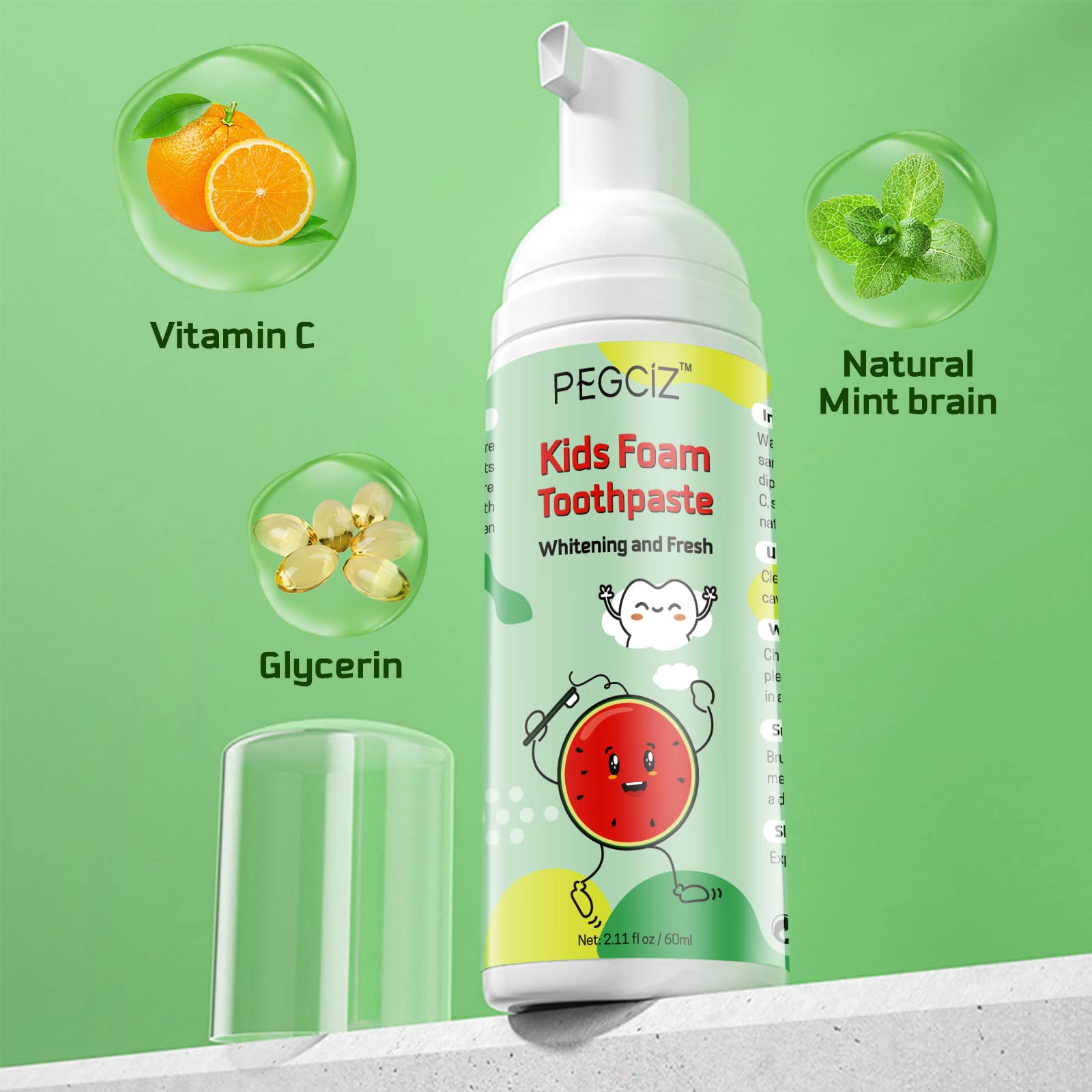 Moulis Foam Toothpaste Kids,Children Whitening Toothpaste with Low Fluoride & Natural Formula to Reduce Plaque,Toddler