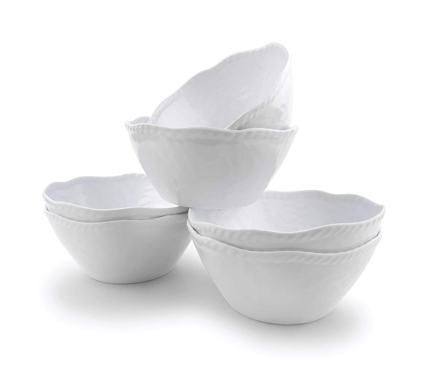 KX-WARE Melamine Cereal Bowls Set - 28 oz/6 inch 100% Melamine Soup/Salad Bowls | set of 6, White | Break-resistant and Dishwasher Safe, BPA Free
