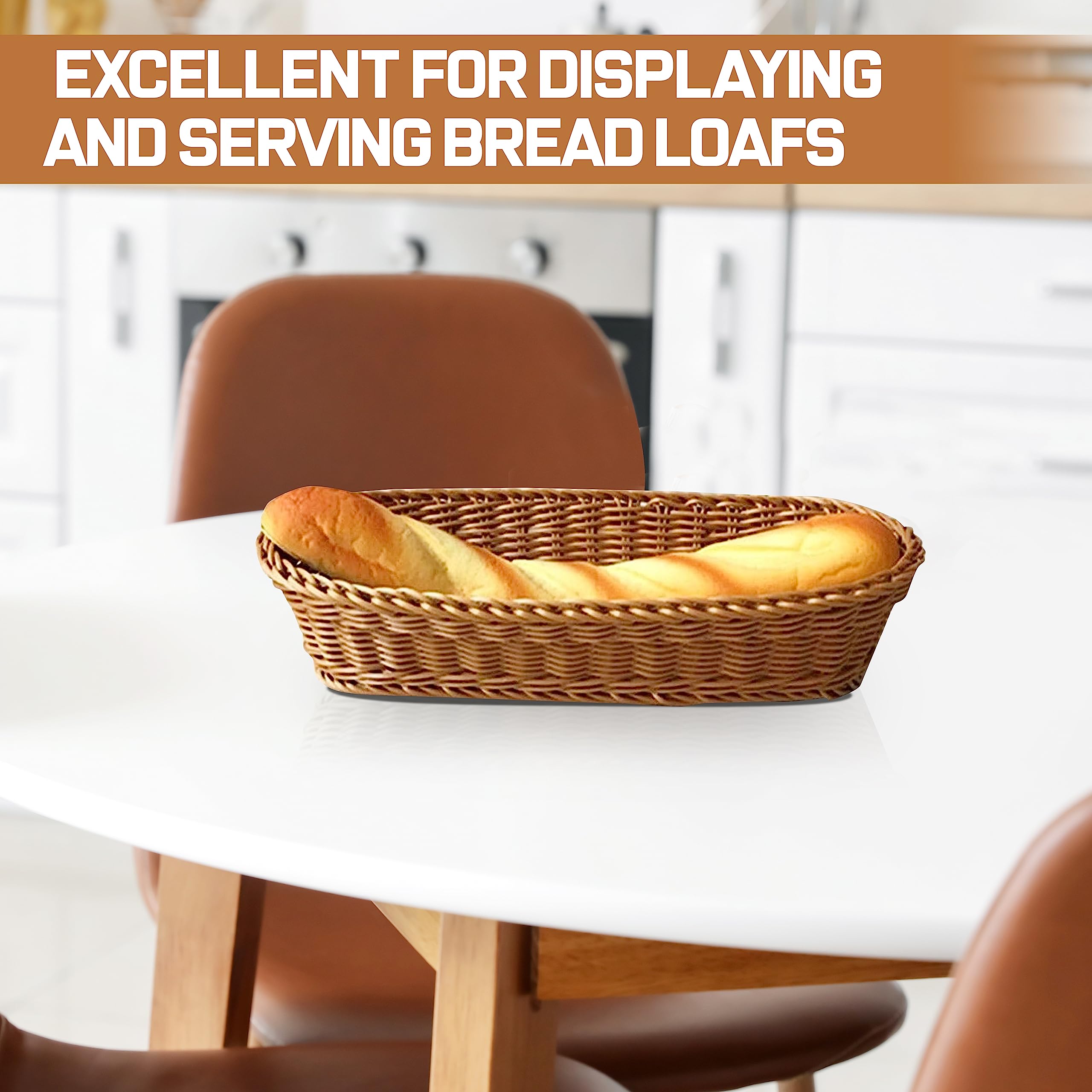 Kovot Wicker Bread Basket - 14.5" Woven Polypropylene Basket β For Food Display and Serving β Snack Organizer Basket