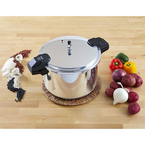 IMUSA USA A417-80807 16Qt Jumbo Stovetop Pressure Cooker with Regulator and Side Handles, Silver