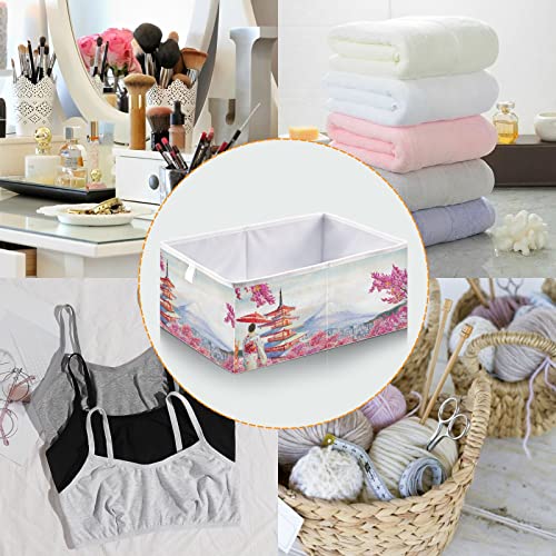 Japan Women Kimono Storage Basket Storage Bin Rectangular Collapsible Nursery Hamper Large Toy Chest Organizer for Boys Girls Toys