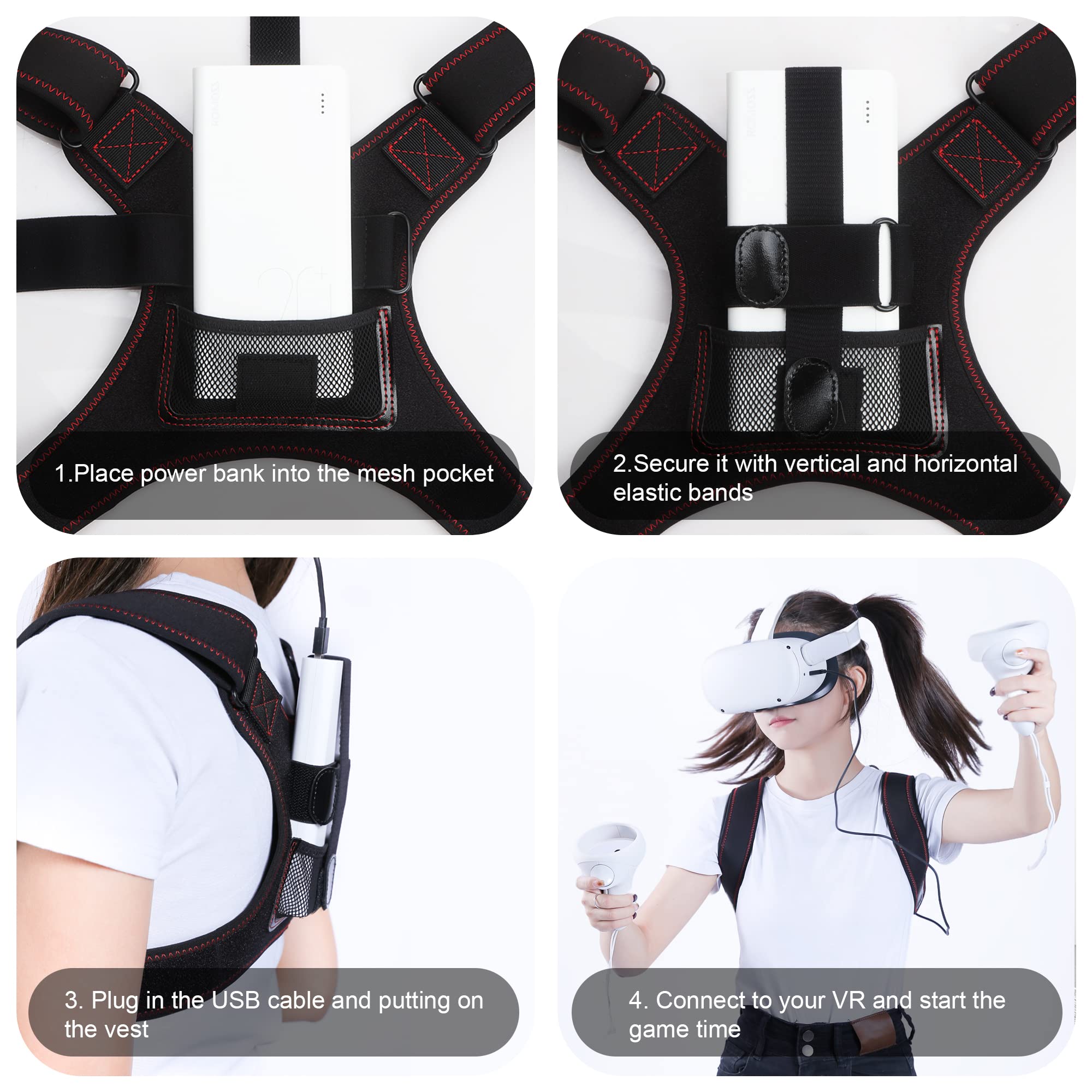 HZLucki Battery Back Brace Compatible with Oculus Quest 3/Quest 2/Quest Pro/Valve Index/Vision Pro and Other VR Head Strap, Adjustable Posture Corrector Enhanced Comfort Support for Men & Women