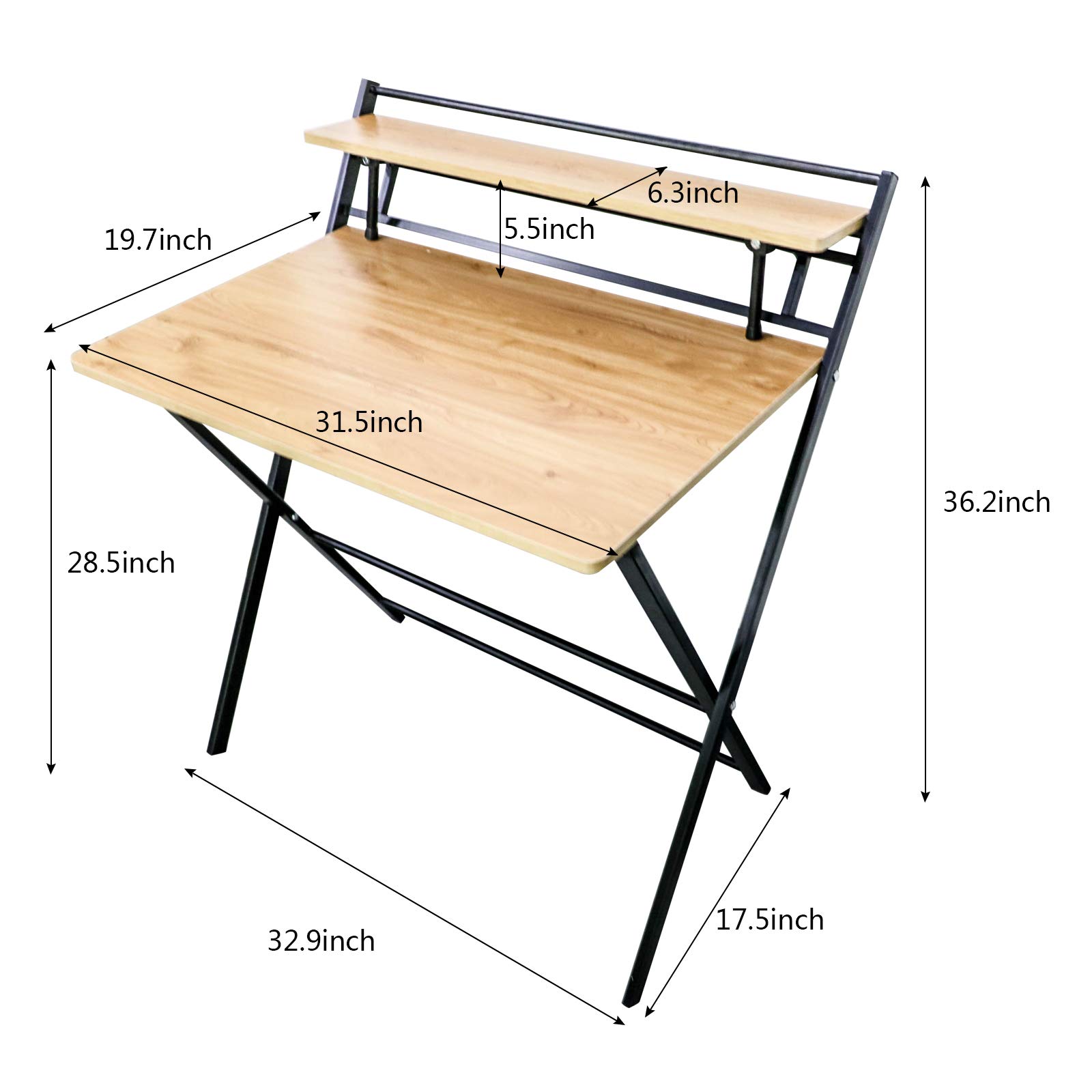 Household Folding Table, TOPROAD Laptop Table, No Need to Assemble Folding Desk, Suitable for Small Space, Home Office