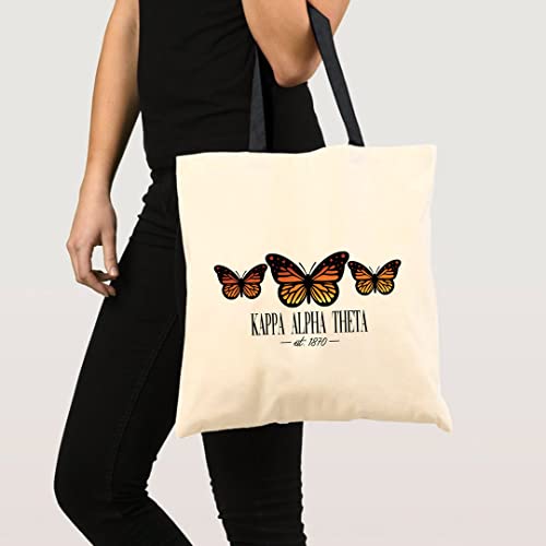 Kappa Alpha Theta Butterfly Black Handle Tote Bag