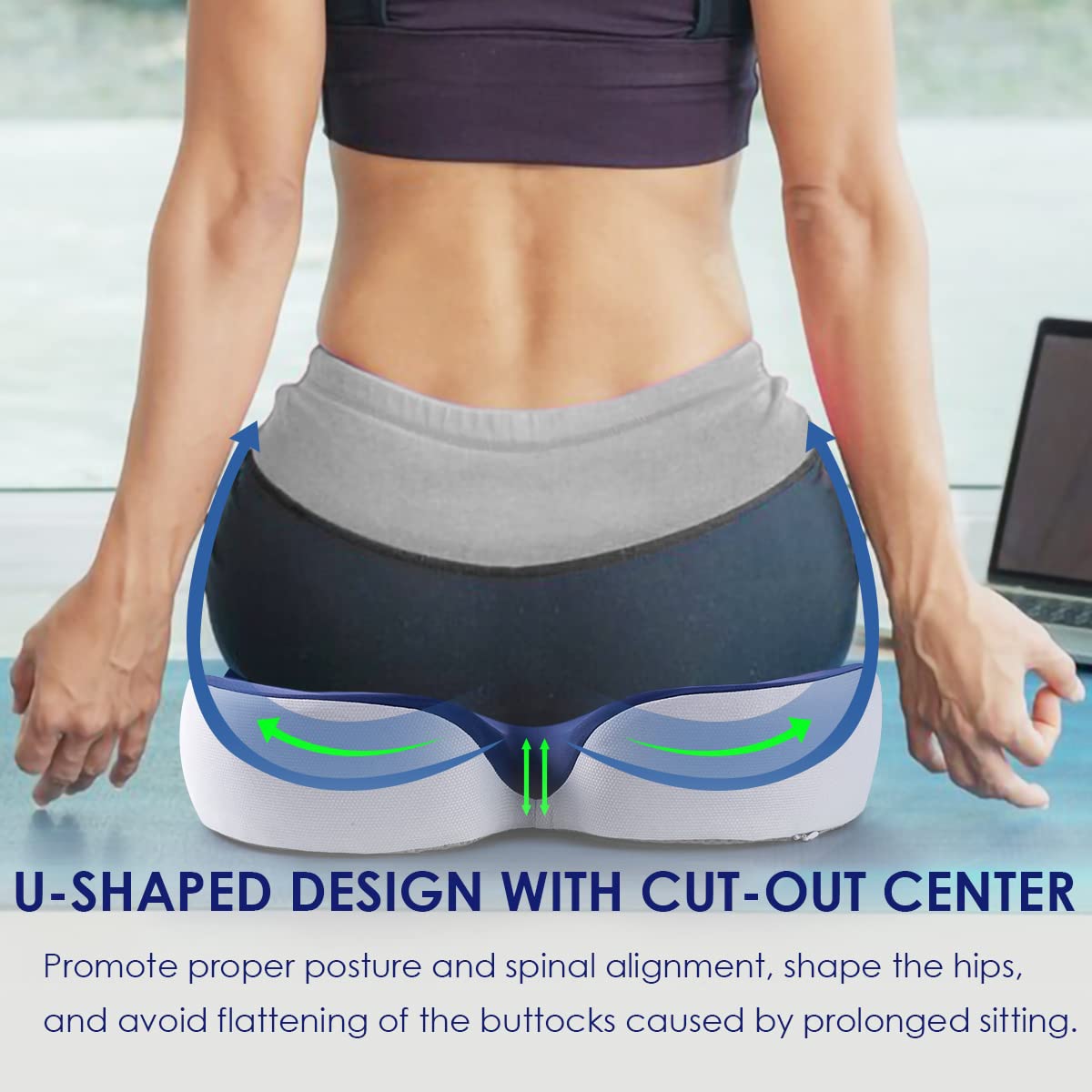 Jugbey Office Chair Cushion,Pressure Relief Seat Cushions for Tailbone, Back, Coccyx Pain Relief,Ergonomic Memory Foam Butt Pillow for Car, Computer, Desk Chairs Navy