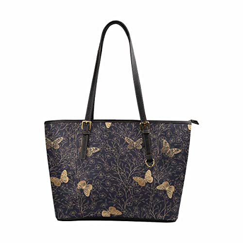 InterestPrint Print Flower and Butterflies Womens Handbag Ladies Purses Shoulder Bags Tote Bag