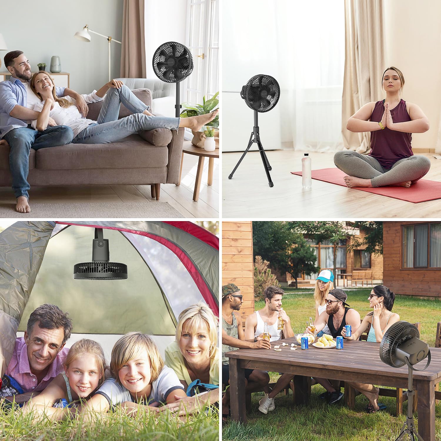 Marchpower Portable Pedestal Fan with Remote 12" Rechargeable Collapsible Fan Osciallating Foldable Floor Fan with Timer, Cordless Foldaway 5-Speed Telescopic Table Fan for Home Trave Picnic Camping