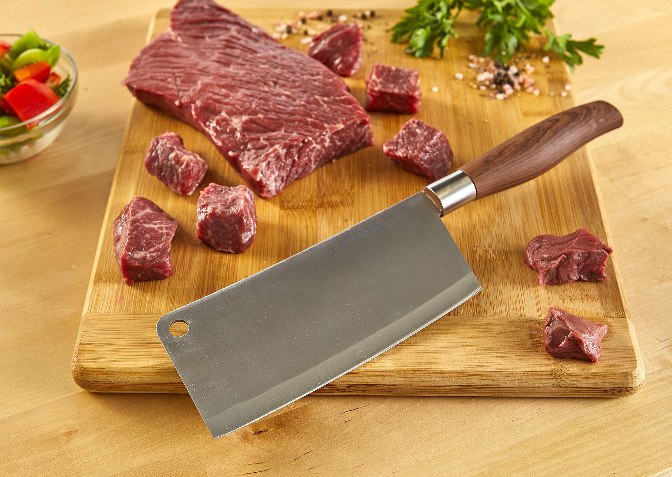 IMUSA USA IMU-73053 5.5" Stainless Steel Cleaver with Woodlook Handle