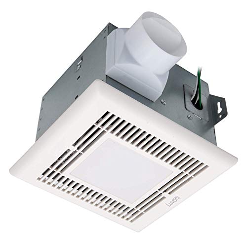 Maxxima Luvoni 80 CFM Bathroom Exhaust and Ventilation Fan - 3000K Warm White 600 Lumen LED Light, Quiet 1.5 Sones Operation, White Grill Ceiling Fan