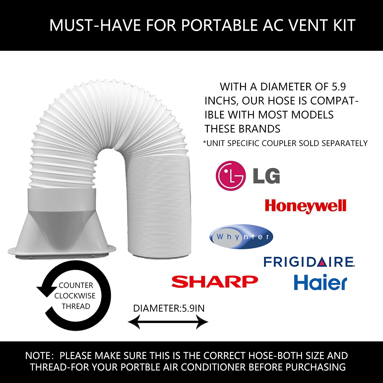 LEZIFU Portable AC Window Kit Adjustable with 4Pcs Slide Plate, 5inch Adapter Tube Connector, 5 inch Diameter Exhaust hose Suitable for 5inch/13cm Air conditioner 43