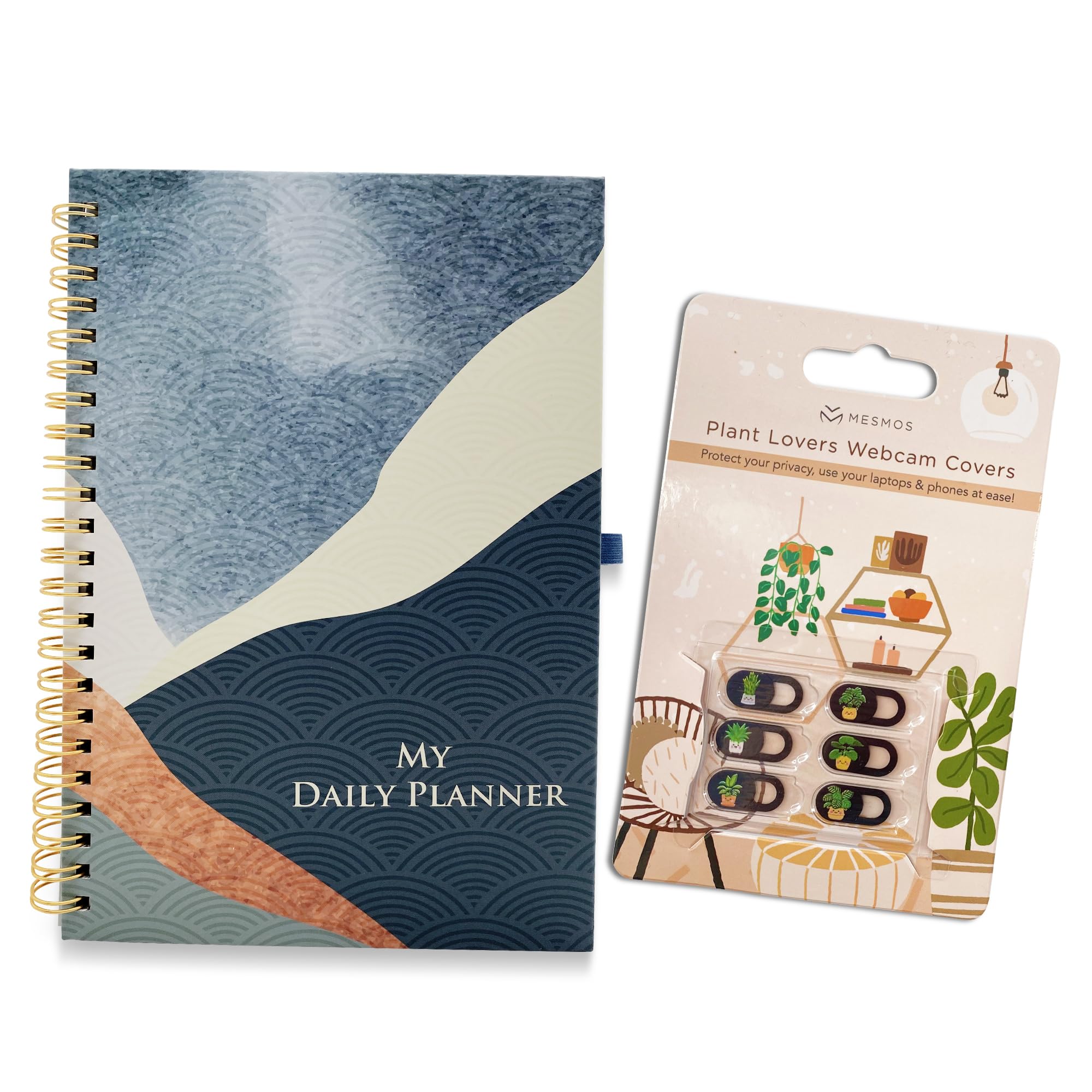 MESMOS Laptop Camera Cover Slide Cute Plants with Daily Planner Organizer to Do List Notebook
