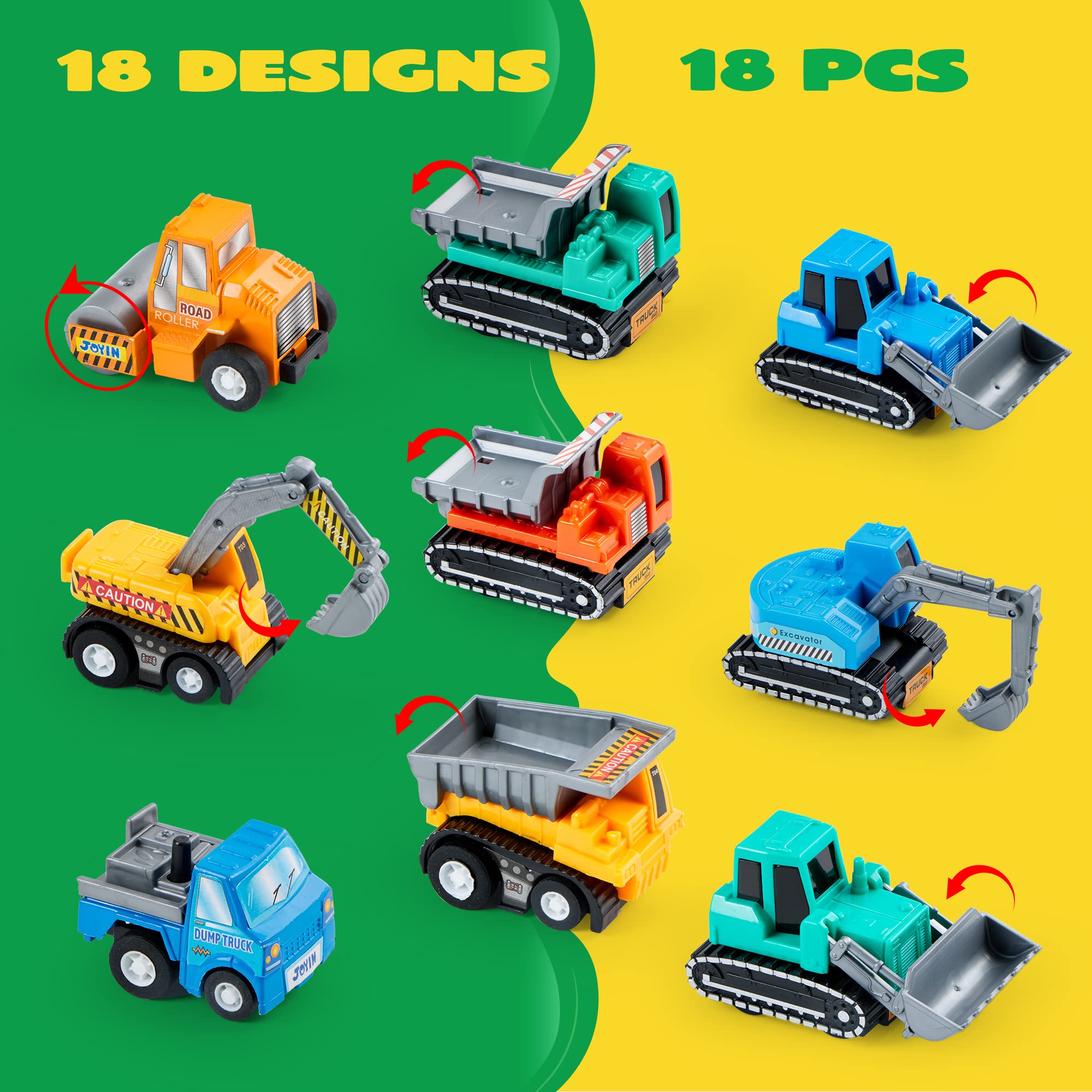 JOYIN 36 Piece Pull Back Cars, Friction Powered Race Cars Vehicle Set for Toddlers, Boys